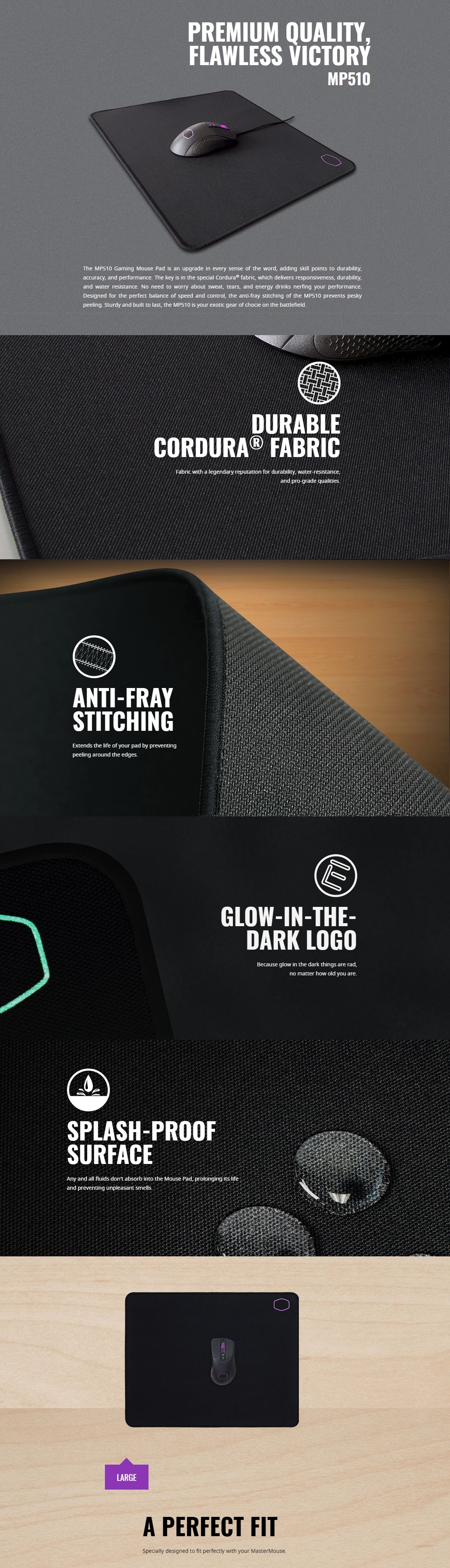 Cooler Master MP510 Large Cordura Fabric Gaming Mo MPA-MP510-L ...